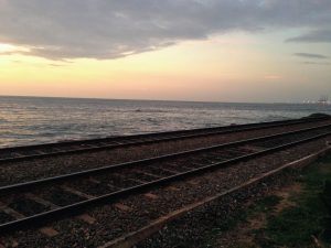 Sri Lanka - railway tracks by the shore - Passing Ports